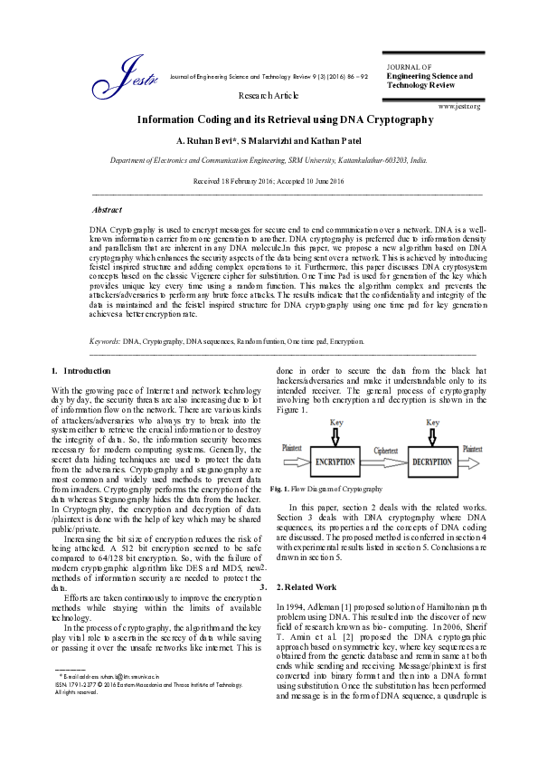 (PDF) Information Coding and its Retrieval using DNA Cryptography