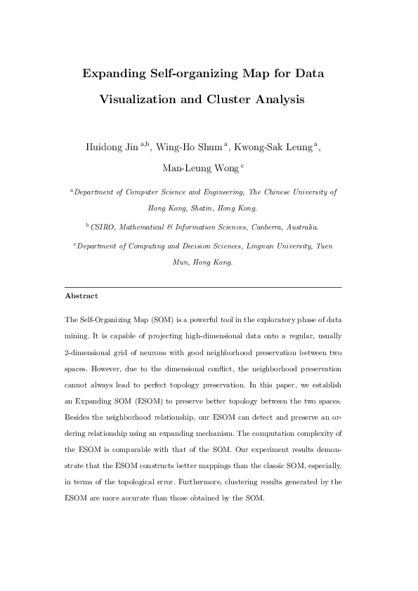 (PDF) Expanding Self-Organizing Map for data visualization and cluster analysis