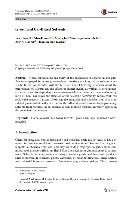 (PDF) Green and Bio-Based Solvents