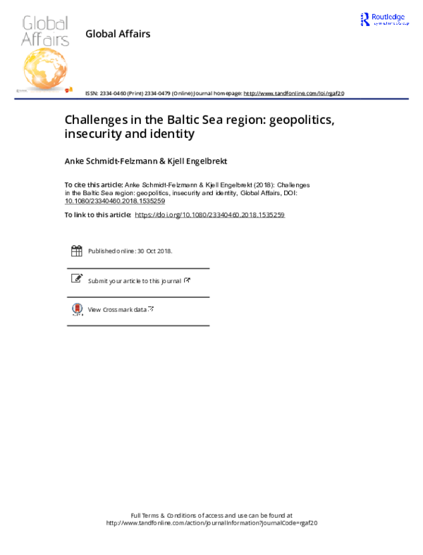 (PDF) Challenges in the Baltic Sea region: geopolitics, insecurity and ...