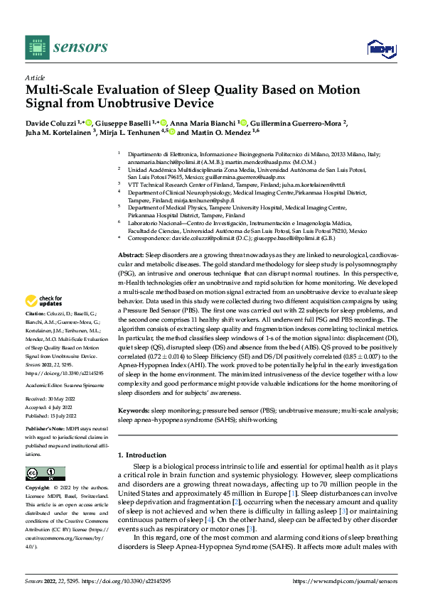 (PDF) Multi-Scale Evaluation of Sleep Quality Based on Motion Signal ...