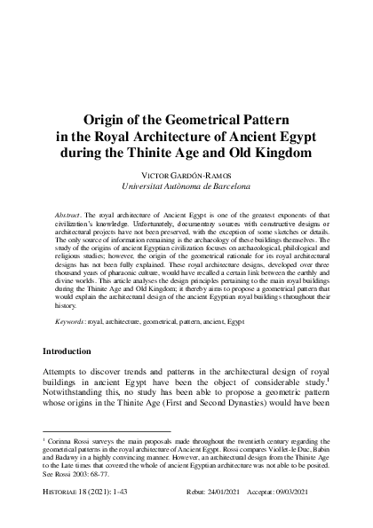 (PDF) Origin of the Geometrical Pattern in the Royal Architecture of ...