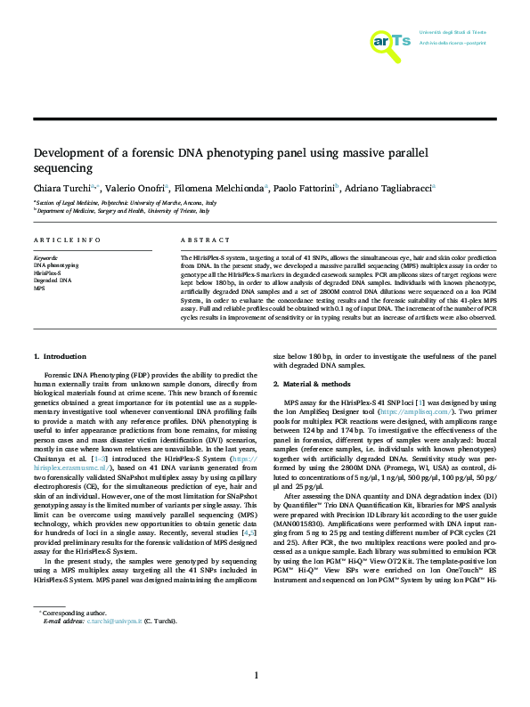(PDF) Development of a Forensic Dna Phenotyping Panel Using Massive ...