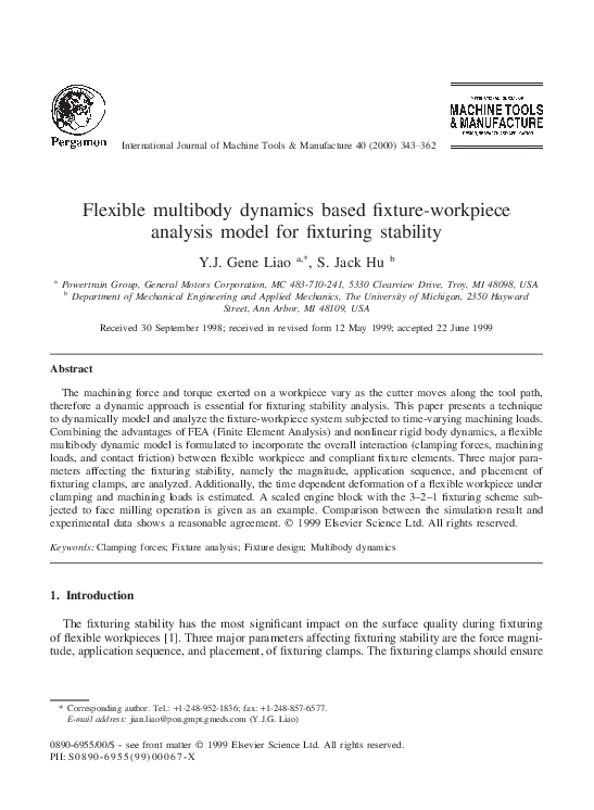 (PDF) Flexible multibody dynamics based fixture-workpiece analysis ...