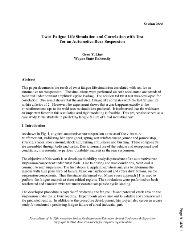 (PDF) Twist Fatigue Life Simulation and Correlation with Test for an ...