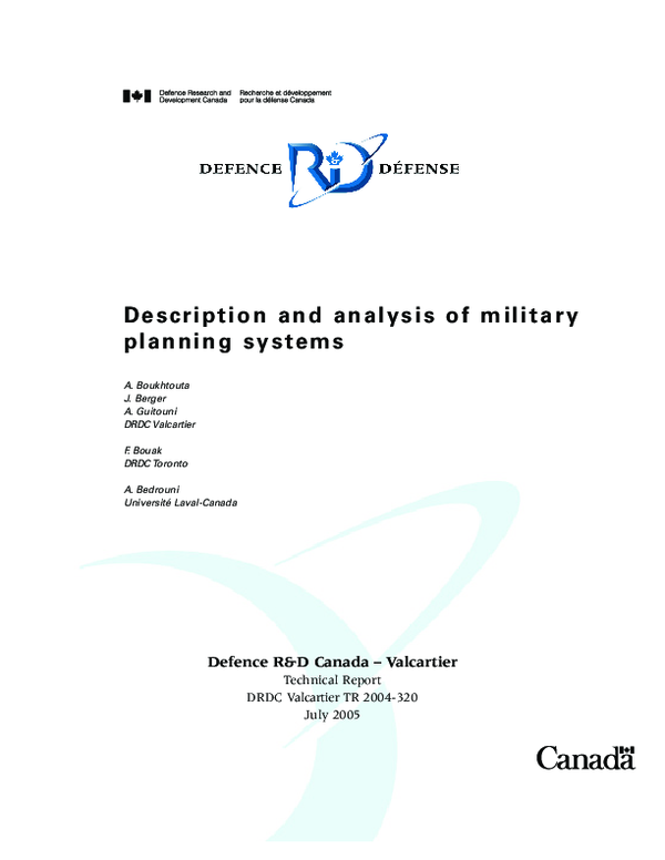 (PDF) Description and analysis of military planning systems