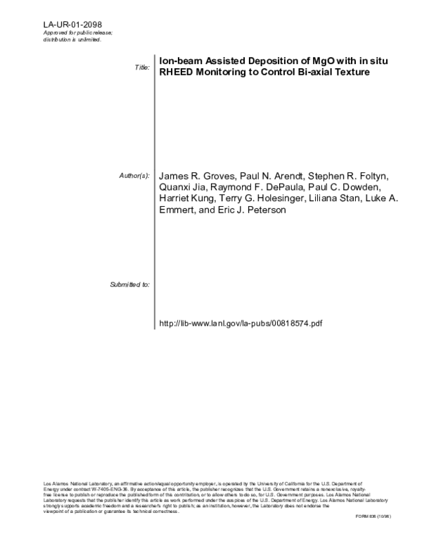 (PDF) Ion-beam Assisted Deposition of MgO with in situ RHEED Monitoring ...
