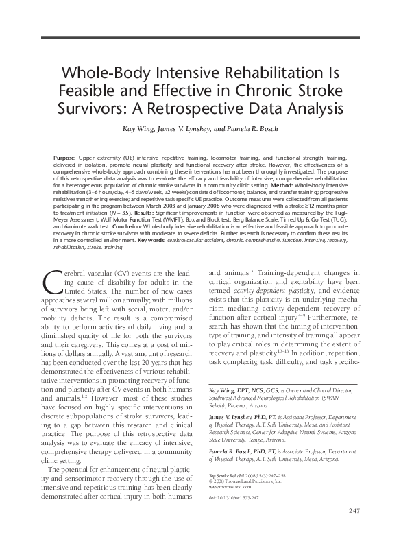 (PDF) Whole-Body Intensive Rehabilitation Is Feasible and Effective in ...