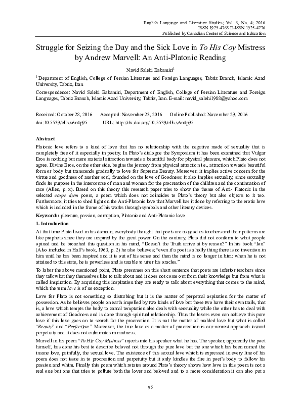 (PDF) Struggle for Seizing the Day and the Sick Love in To His Coy ...