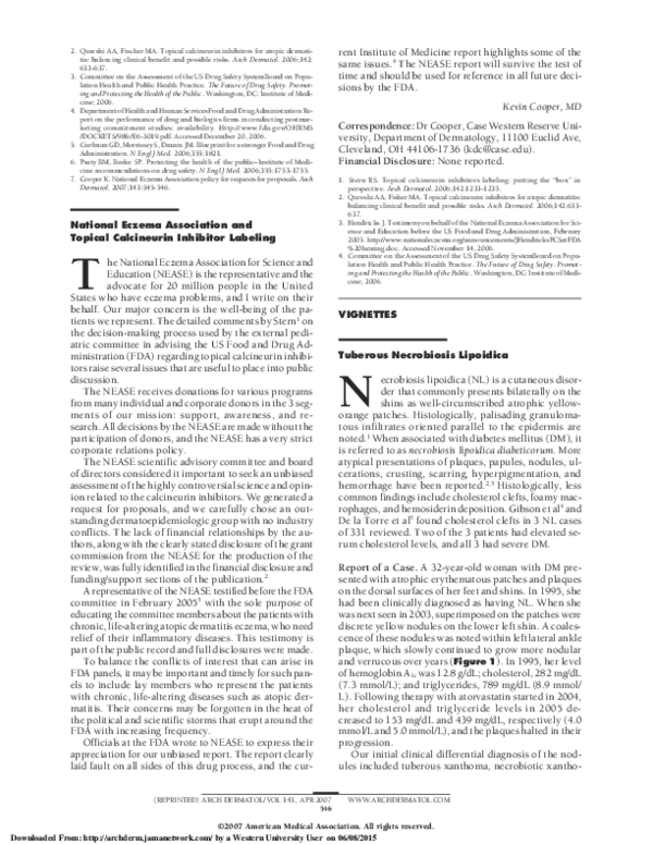 (PDF) National Eczema Association and Topical Calcineurin Inhibitor ...