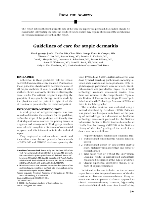 (PDF) Guidelines of care for atopic dermatitis