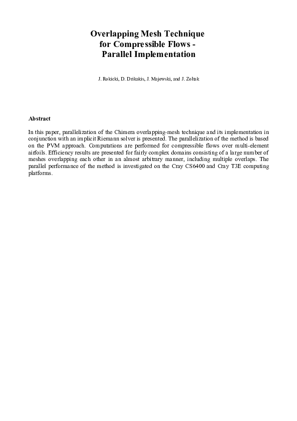 (PDF) Overlapping Mesh Technique for Compressible Flows-Parallel Implementation