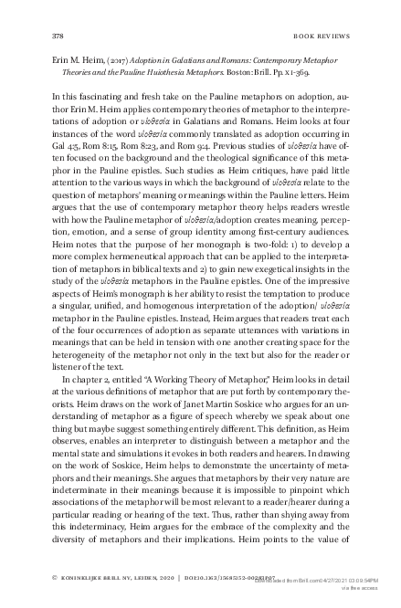 (PDF) Adoption in Galatians and Romans: Contemporary Metaphor Theories ...