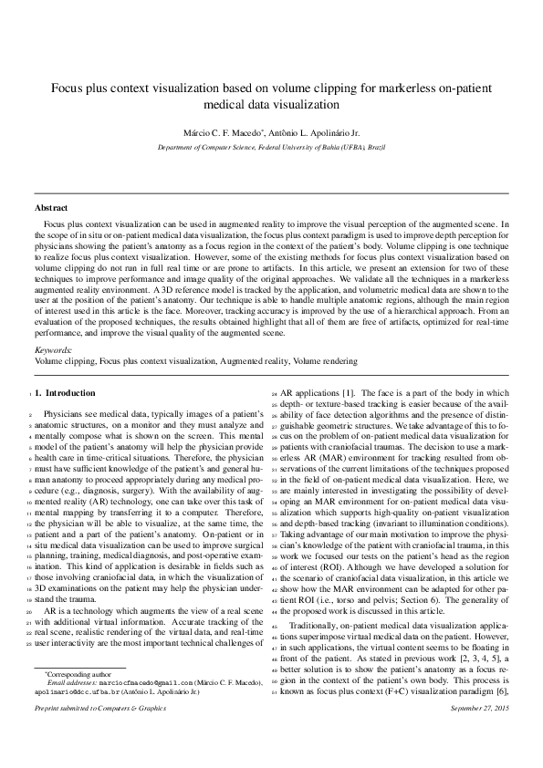 (PDF) Focus plus context visualization based on volume clipping for markerless on-patient ...