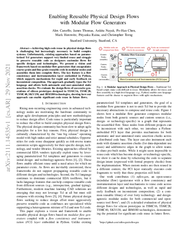 Pdf Enabling Reusable Physical Design Flows With Modular Flow Generators