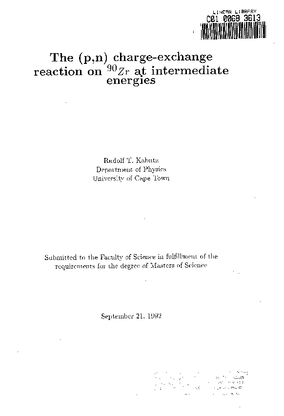 (PDF) The (p, n) charge-exchange reaction on ⁹⁰Zr at intermediate energies