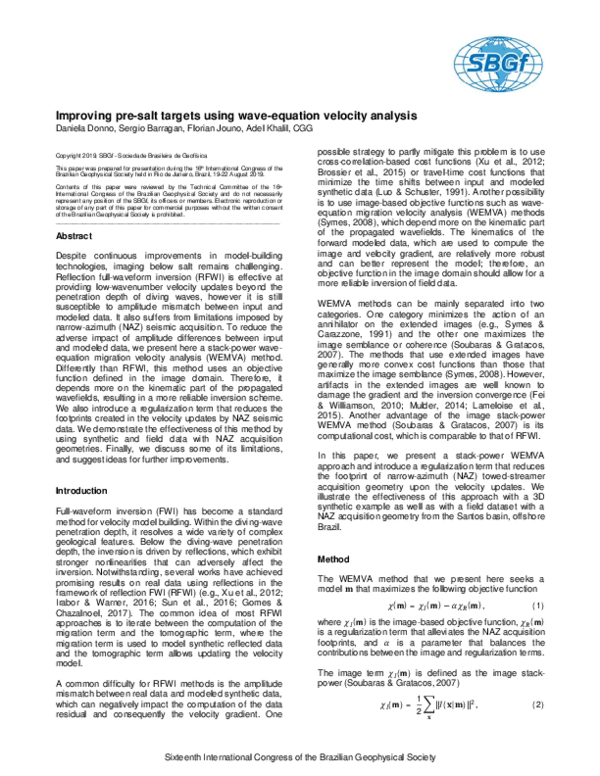 (PDF) Improving pre-salt targets using wave-equation velocity analysis