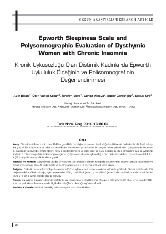 (PDF) Epworth Sleepiness Scale and Polysomnographic Evaluation of ...
