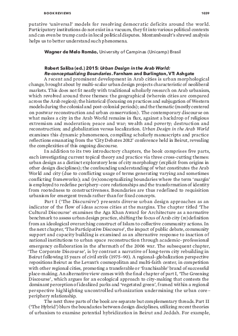 (PDF) Robert Saliba (ed.) 2015: Urban Design in the Arab World: Re ...