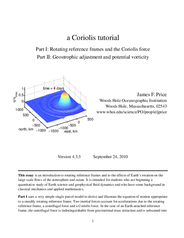 (PDF) a Coriolis tutorial Part I : Rotating reference frames and the Coriolis force Part II ...