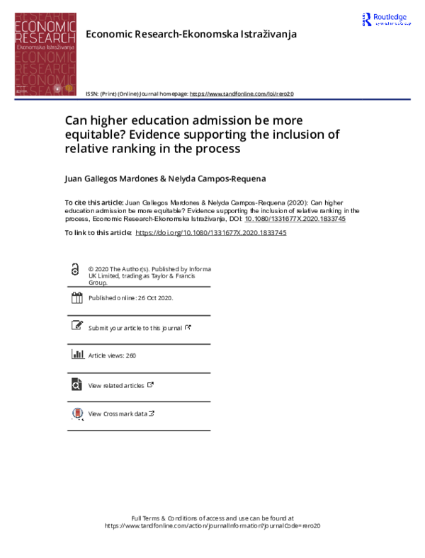 (PDF) Can higher education admission be more equitable? Evidence ...