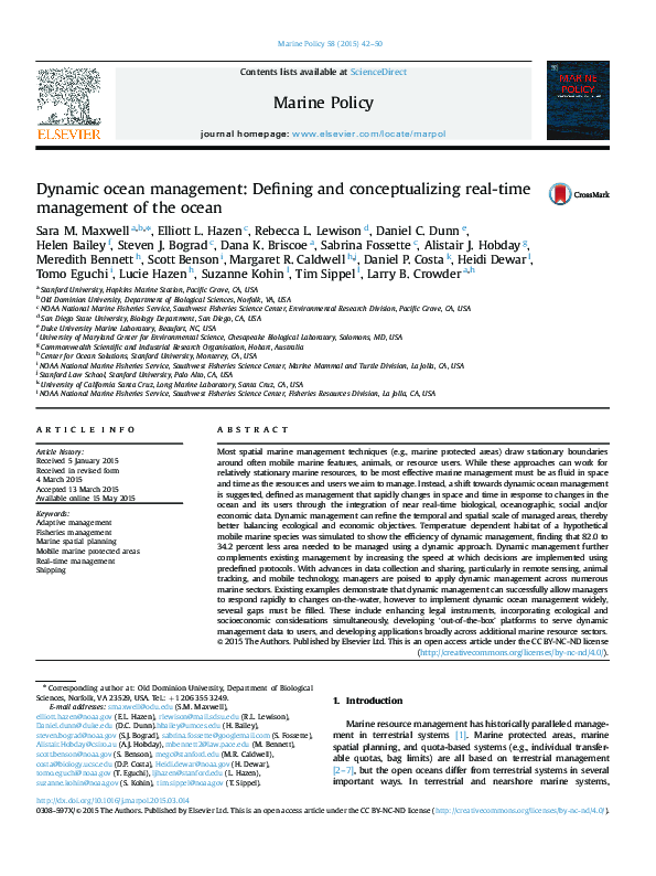 (PDF) Dynamic ocean management: Defining and conceptualizing real-time ...