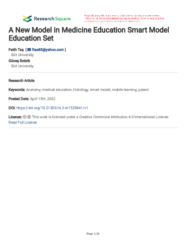 (PDF) A New Model in Medicine Education Smart Model Education Set