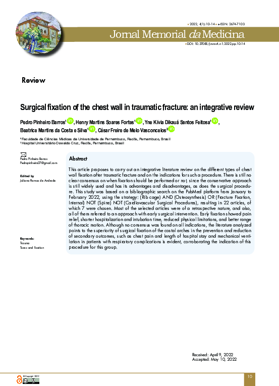 (PDF) Surgical fixation of the chest wall in traumatic fracture: an ...