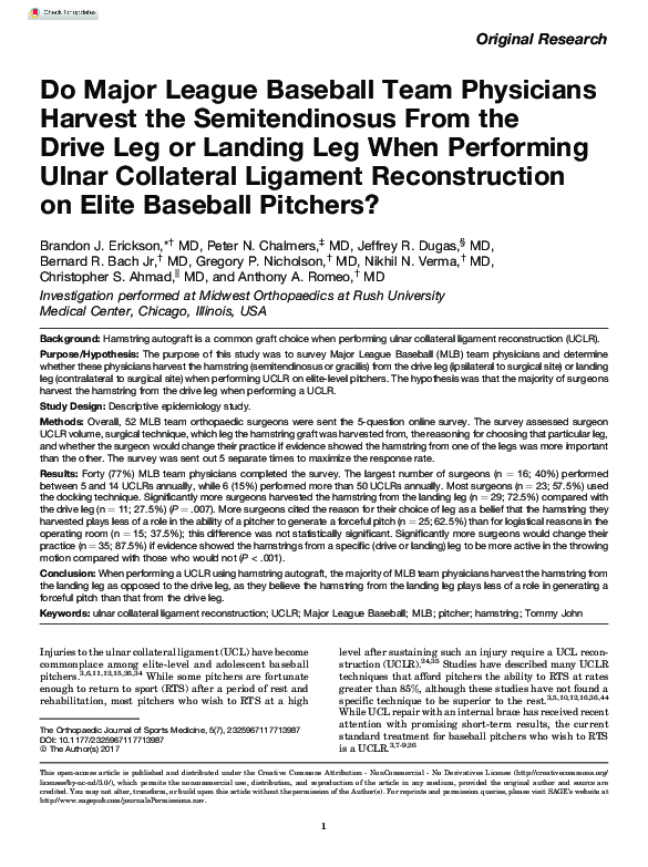 (PDF) Do Major League Baseball Team Physicians Harvest the ...