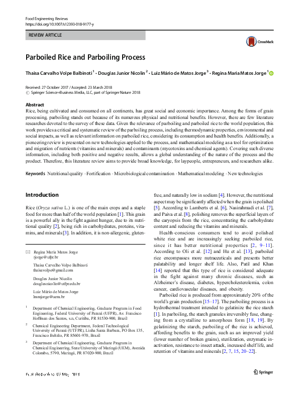 (PDF) Parboiled Rice and Parboiling Process