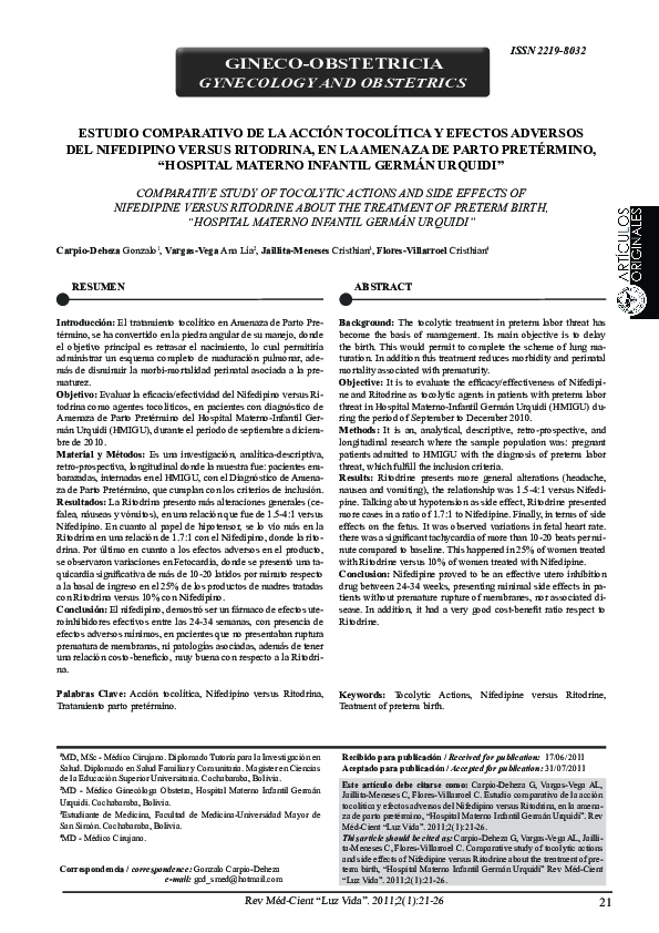(PDF) Estudio comparativo de la acción tocolítica y efectos adversos ...