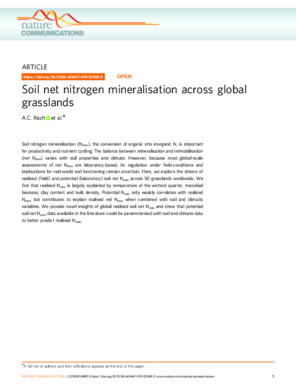 (PDF) The distribution of net nitrogen mineralisation within surface ...