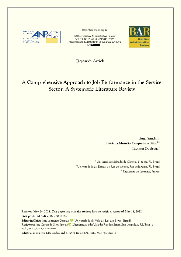 (PDF) A Comprehensive Approach to Job Performance in the Service Sector ...