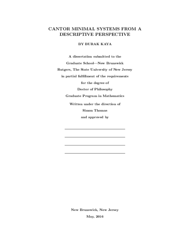 Pdf Cantor Minimal Systems From A Descriptive Perspective