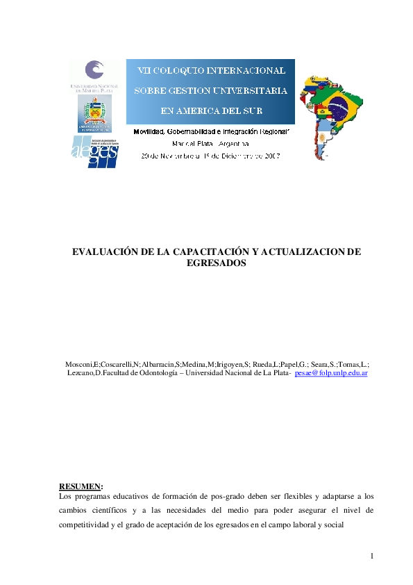 (PDF) Evaluación De La Capacitación y Actualizacion De Egresados