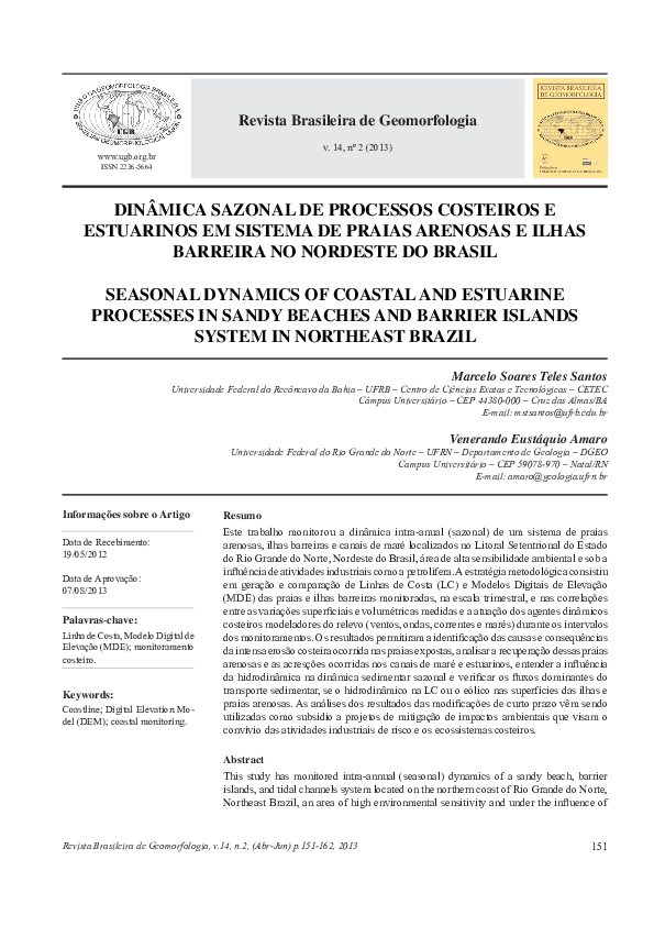 (PDF) Dinâmica Sazonal De Processos Costeiros e Estuarinos Em Sistema ...