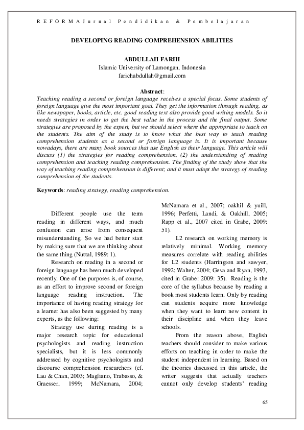 (PDF) Developing Reading Comprehension Abilities