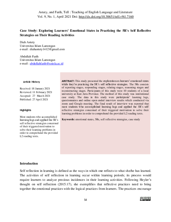 (PDF) Case Study: Exploring Learners’ Emotional States in Practicing ...
