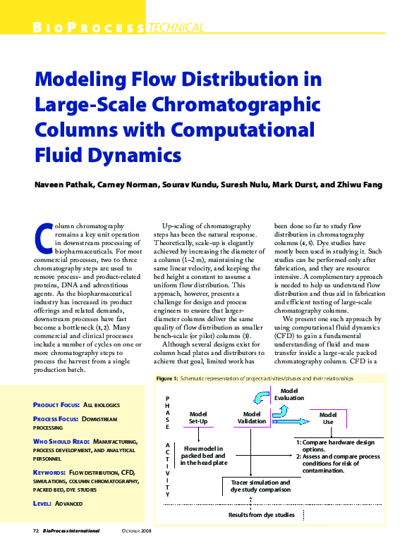 Pdf Modeling Flow Distribution In Large Scale Chromatographic Columns With Computational Fluid