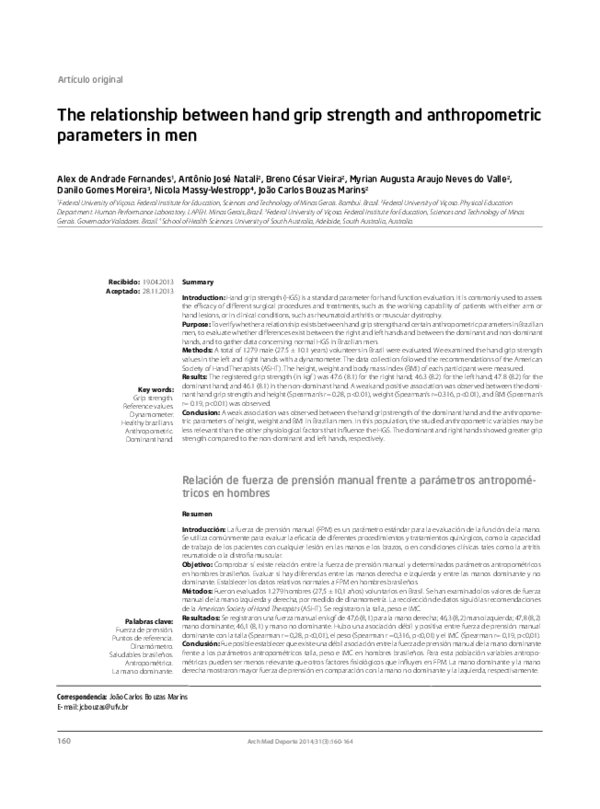 (PDF) The relationship between hand grip strength and anthropometric ...