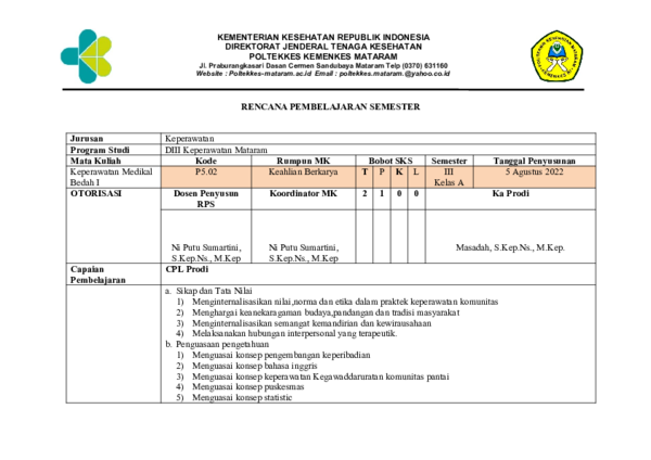 (DOC) RENCANA PEMBELAJARAN SEMESTER