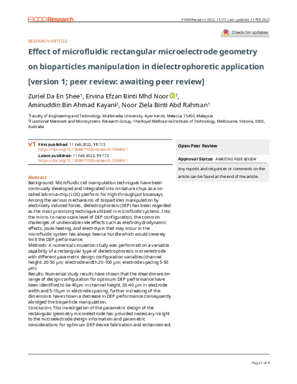 (PDF) Effect of microfluidic rectangular microelectrode geometry on ...