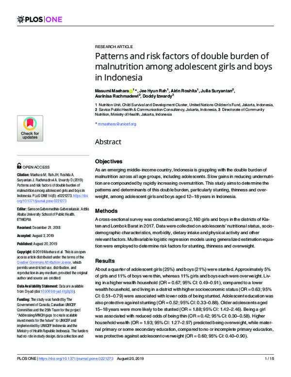 (PDF) Patterns and risk factors of double burden of malnutrition among ...