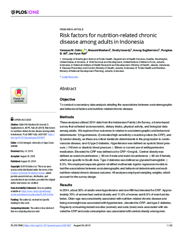 (PDF) Risk factors for nutrition-related chronic disease among adults ...