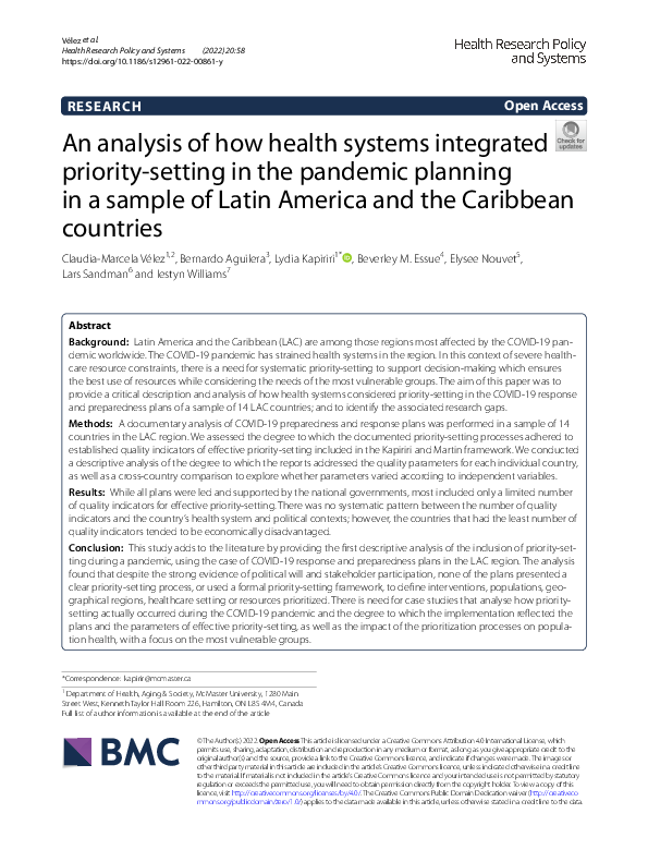 (PDF) An analysis of how health systems integrated priority-setting in ...