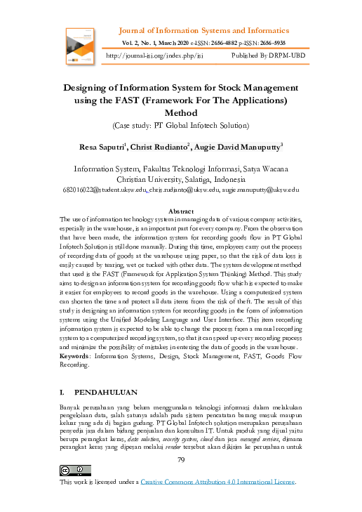 (PDF) Designing of Information System for Stock Management using the ...