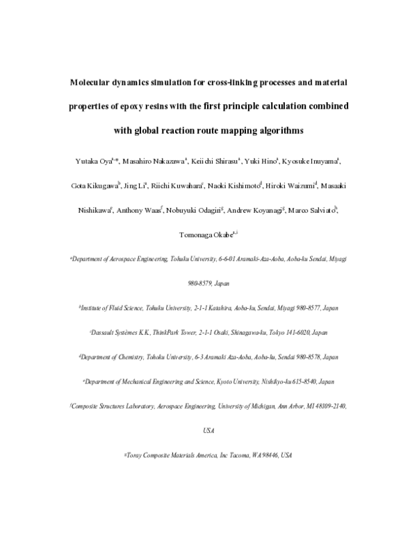 (PDF) Molecular dynamics simulation for cross-linking processes and ...