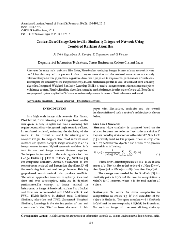 Pdf Content Based Image Retrieval In Similarity Integrated Network 2501