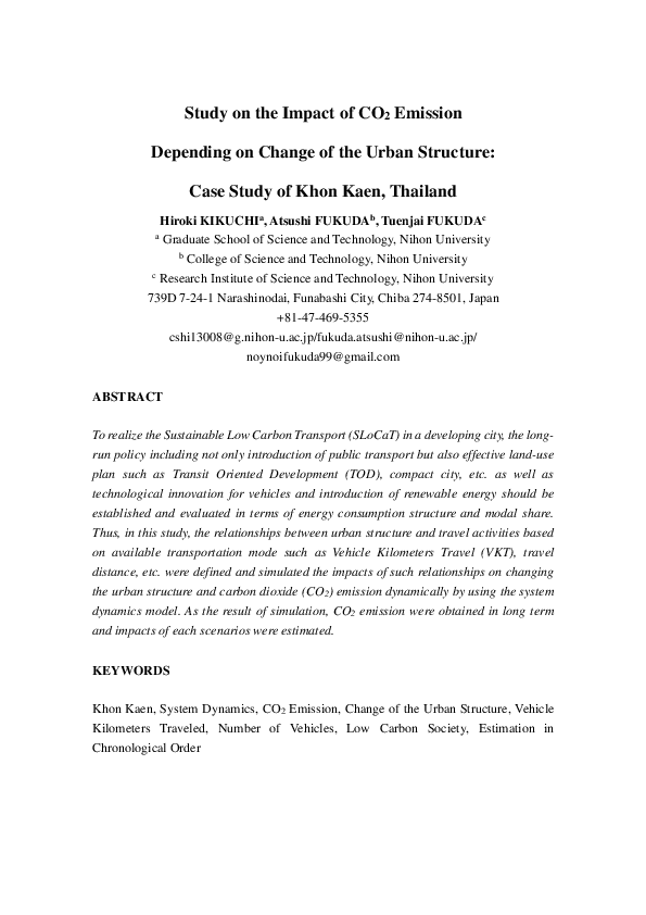 (PDF) Study on the Impact of CO2 Emission Depending on Change of the Urban Structure: Case Study ...