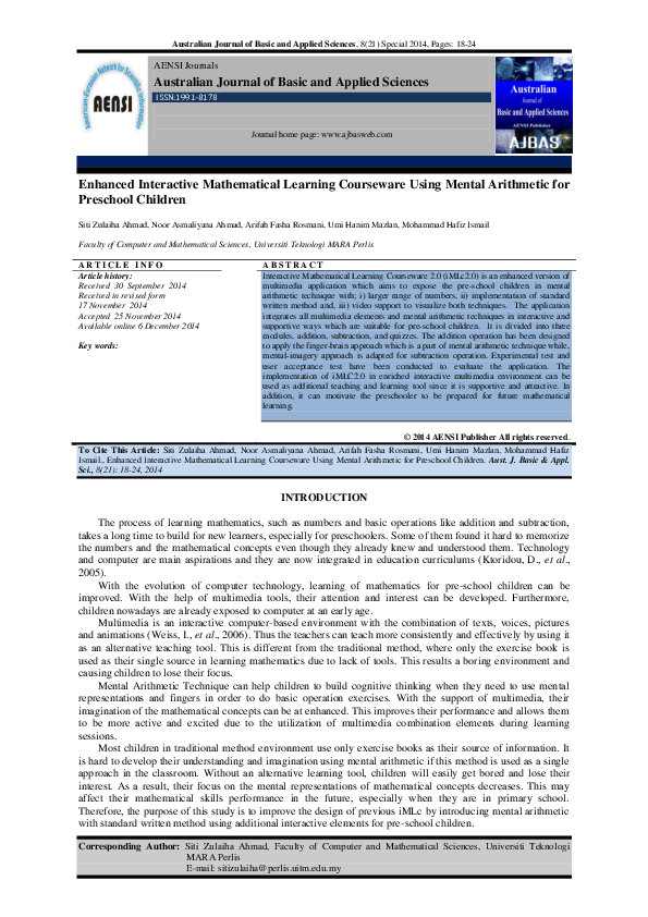 (PDF) Enhanced Interactive Mathematical Learning Courseware Using ...